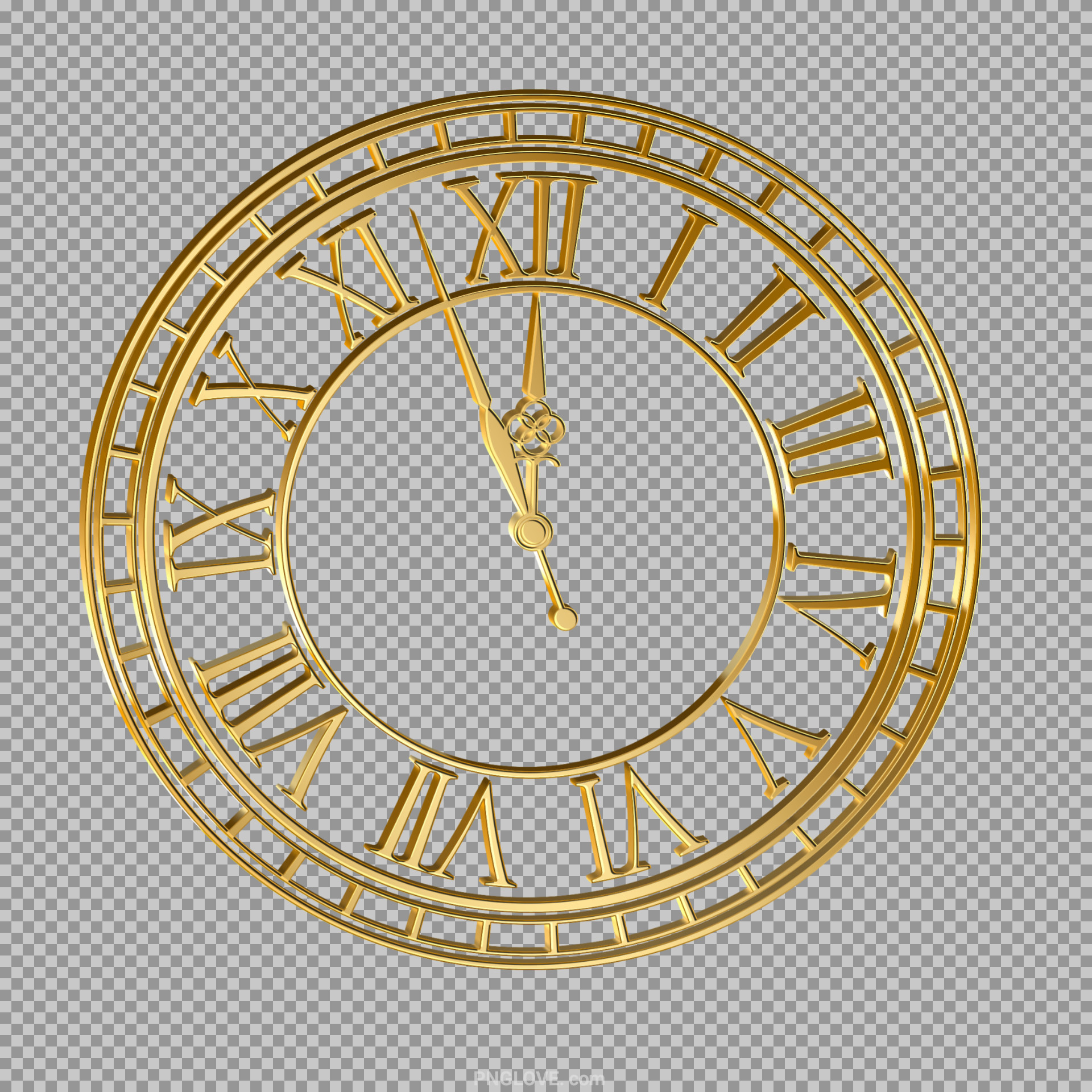 Golden Roman Numeral Clock PNG | Free Transparent Download